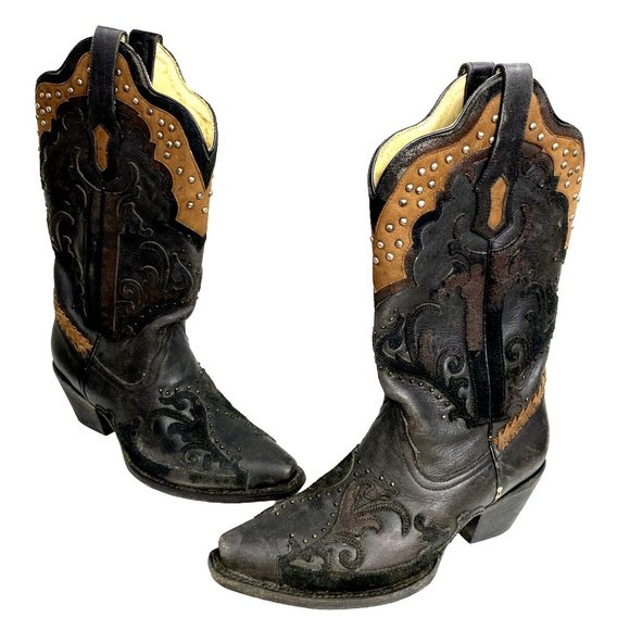 Corral | Shoes | Corral Vintage Western Boots Wstuds Cutouts Stitching ...